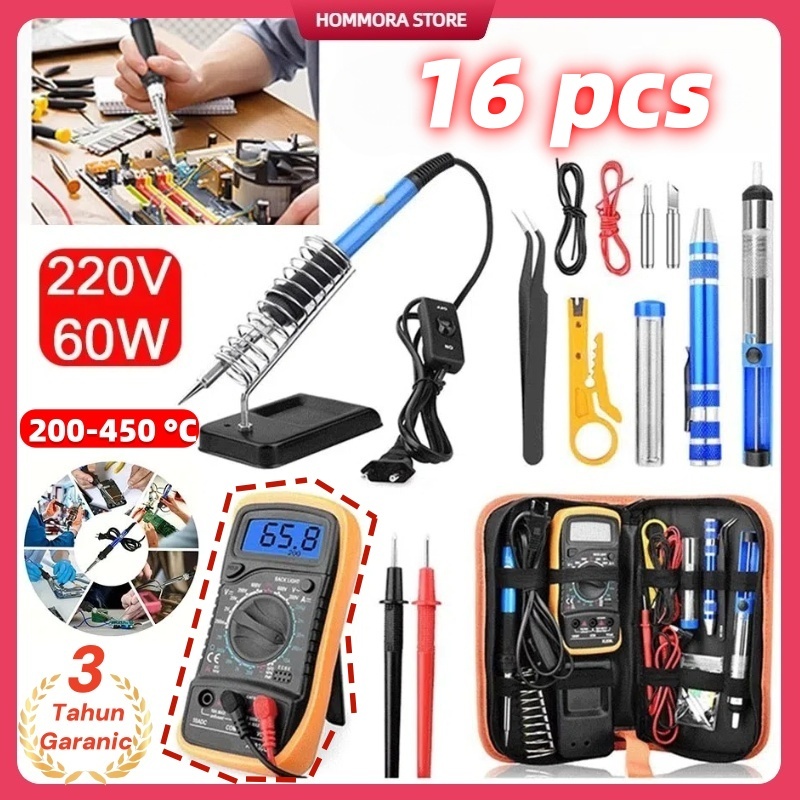 Jual Set Solder Listrik Lengkap Dengan Multimeter Iron Tool Kit 220V 60W/200-450°C Adjustable ...