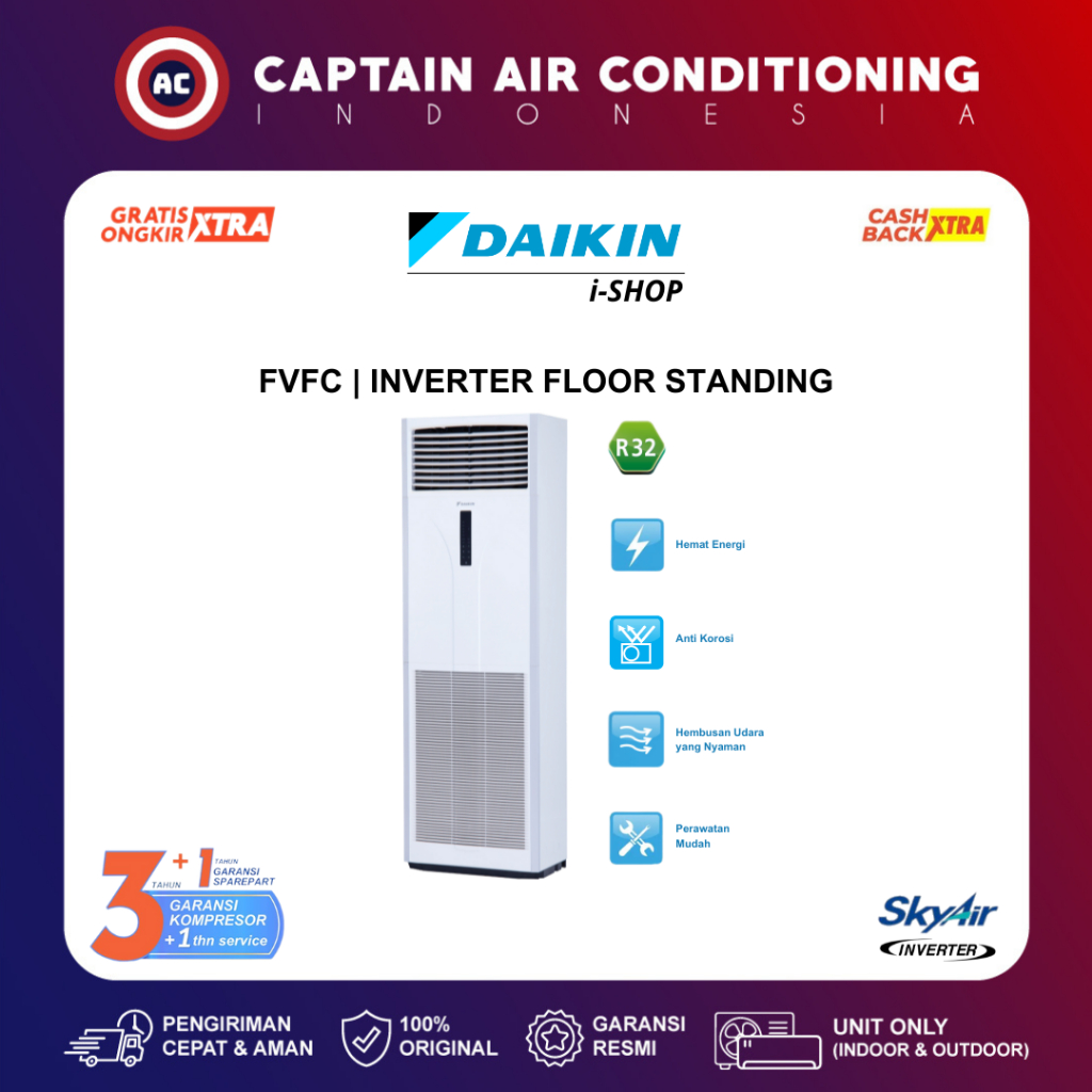 Jual DAIKIN AC Floor Standing SkyAir Inverter FVFC-100 4 PK (1 Phase ...