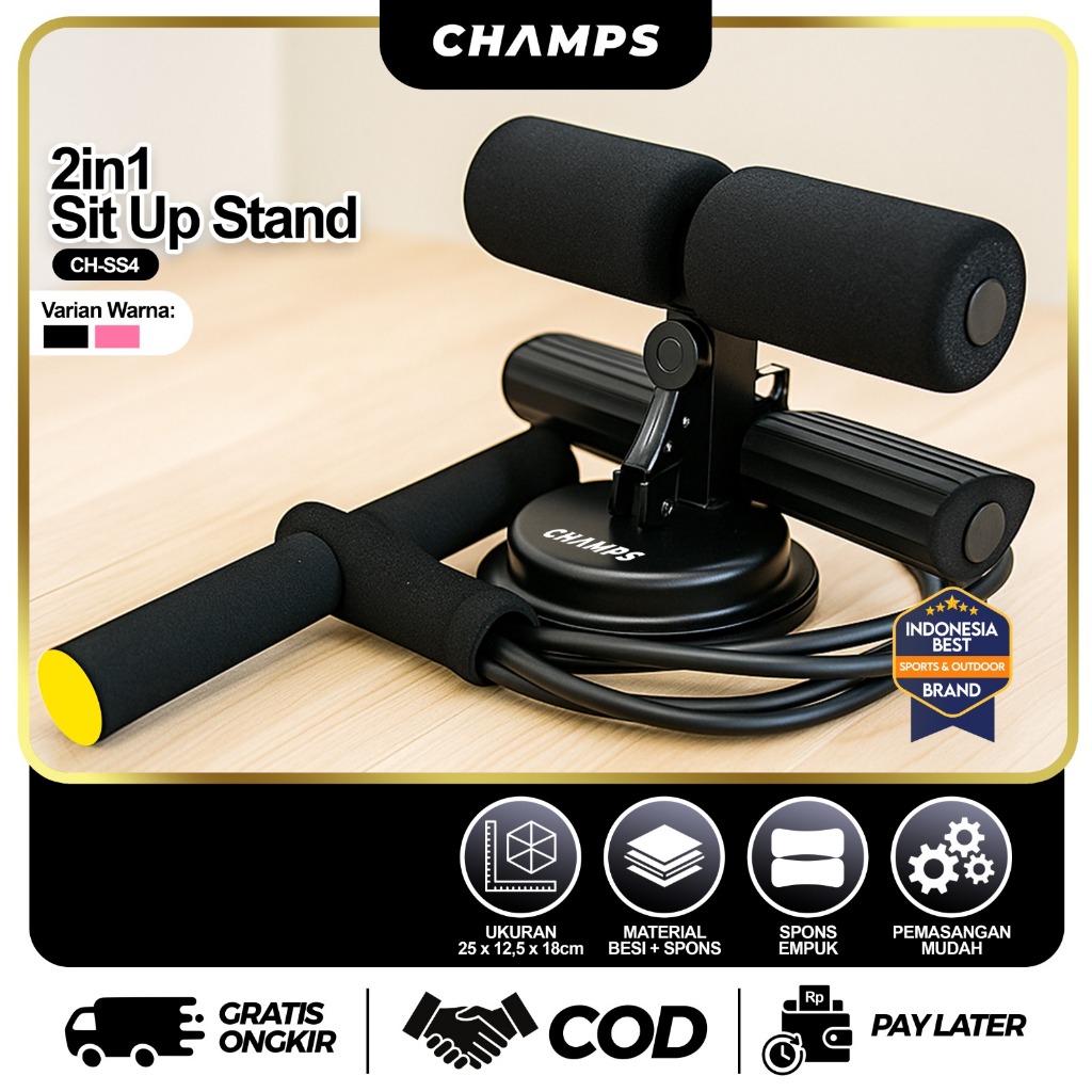 Jual CHAMPS Sit Up Stand Holder – Alat Penahan Kaki Sit Up + Tali ...