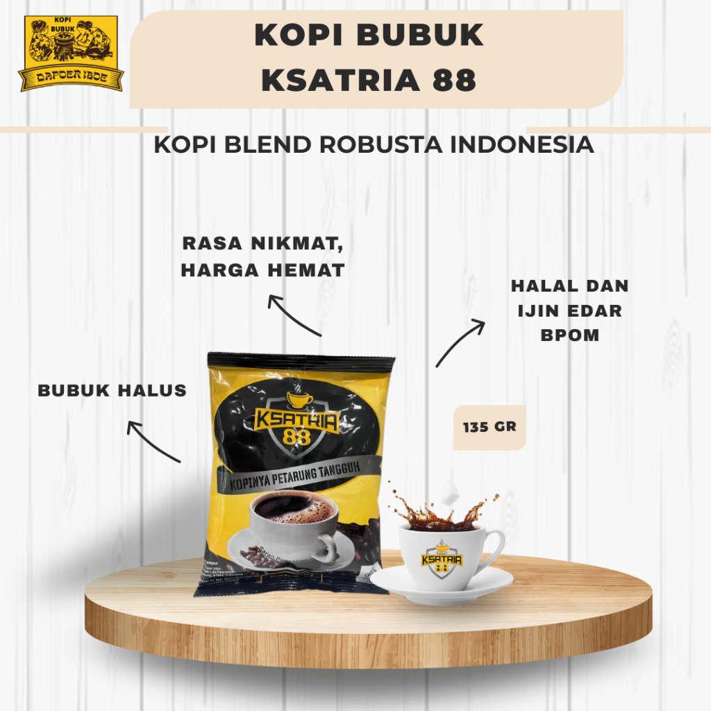 Jual KOPI STRONG Kopi Ksatria 88 kopi bubuk hitam robusta halus kopi ...