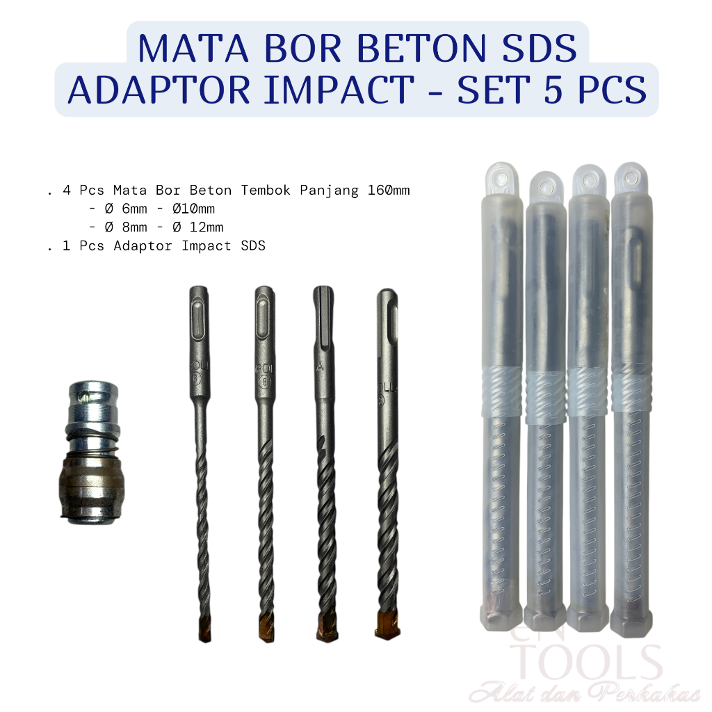 Jual Mata Bor Beton SDS dan Adaptor Impact - Paket Set 5 Pcs | Shopee ...