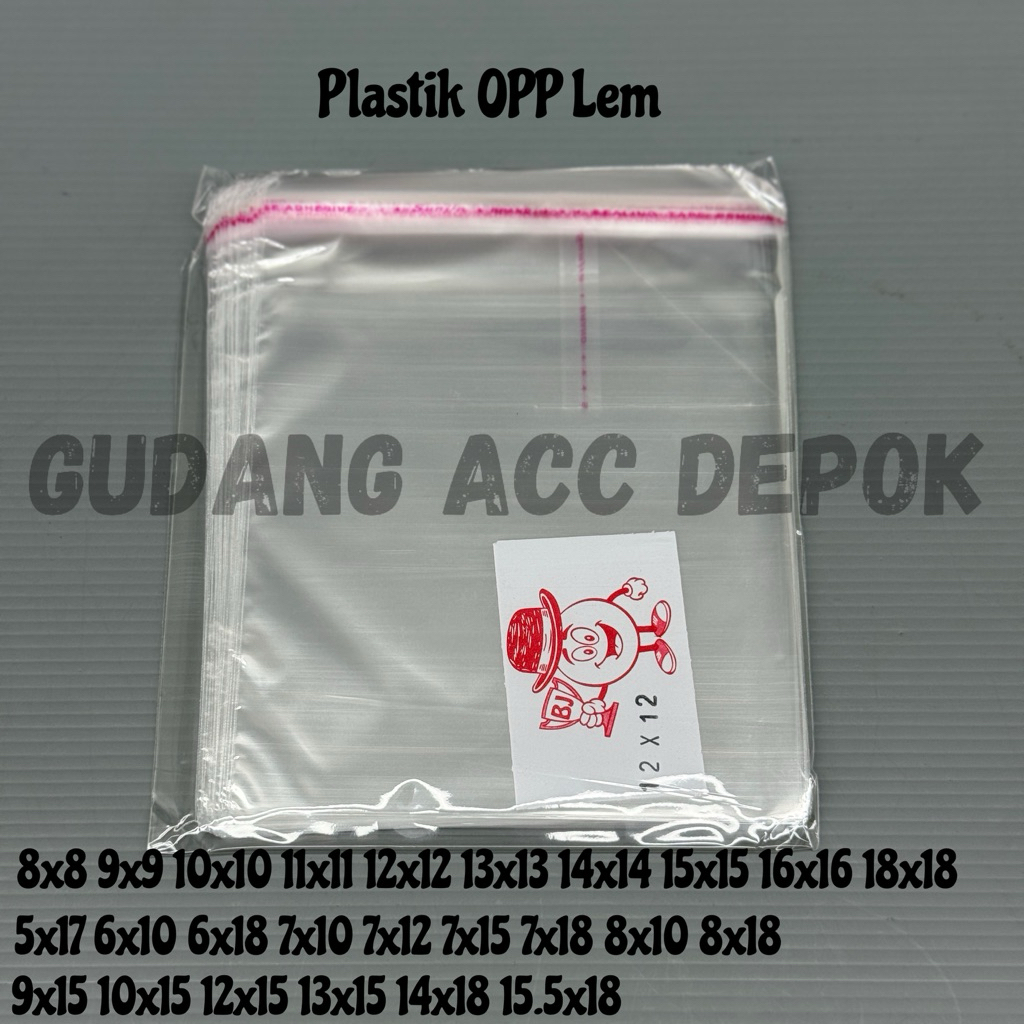 Jual PLASTIK OPP LEM 8x8 9x9 10x10 11x11 12x12 13x13 14x14 15x15 16x16 ...