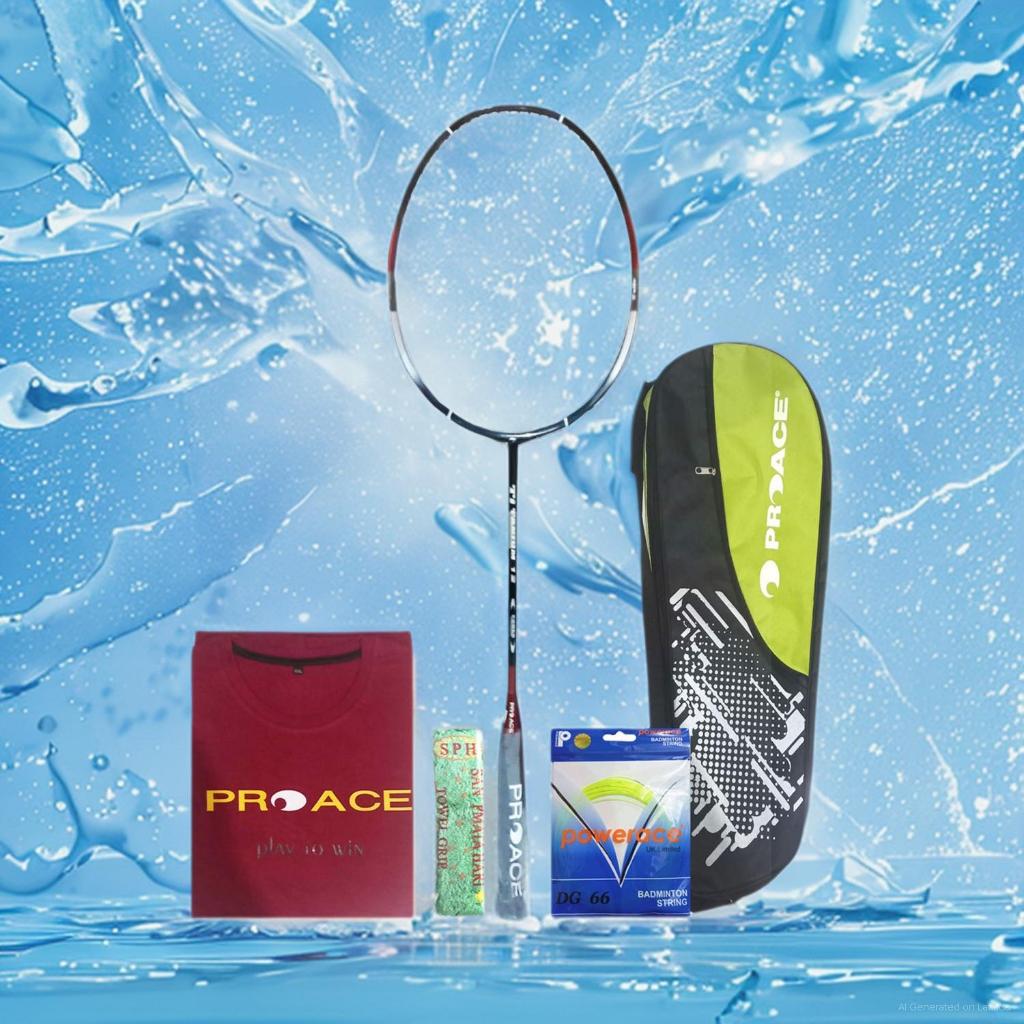 Jual Raket Badminton ProAce Titanium 12 Bonus Komplit Raket Pro ace ...