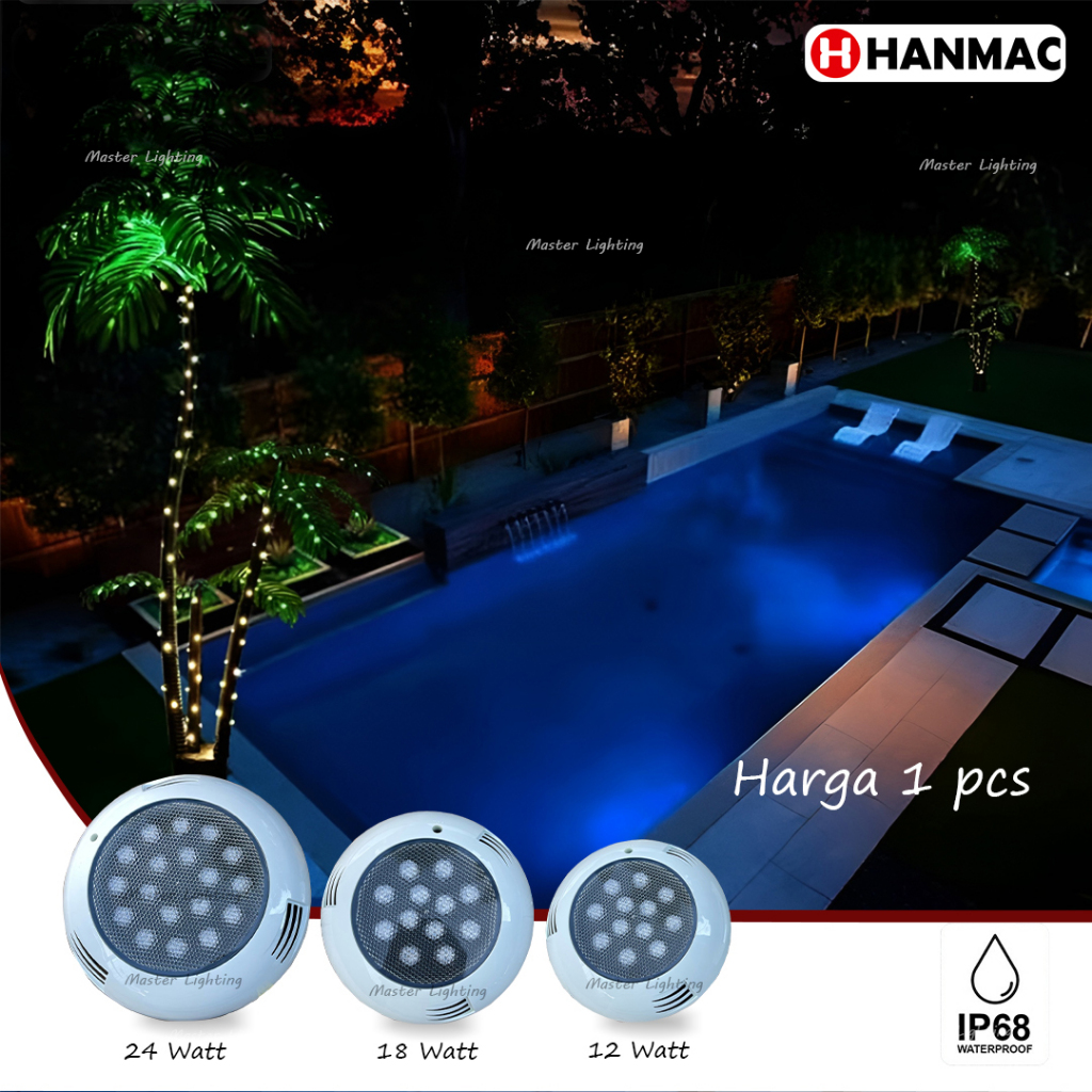 Jual Lampu kolam led 12w 18w 24w cahaya biru blue underwater ac dc 12v ...
