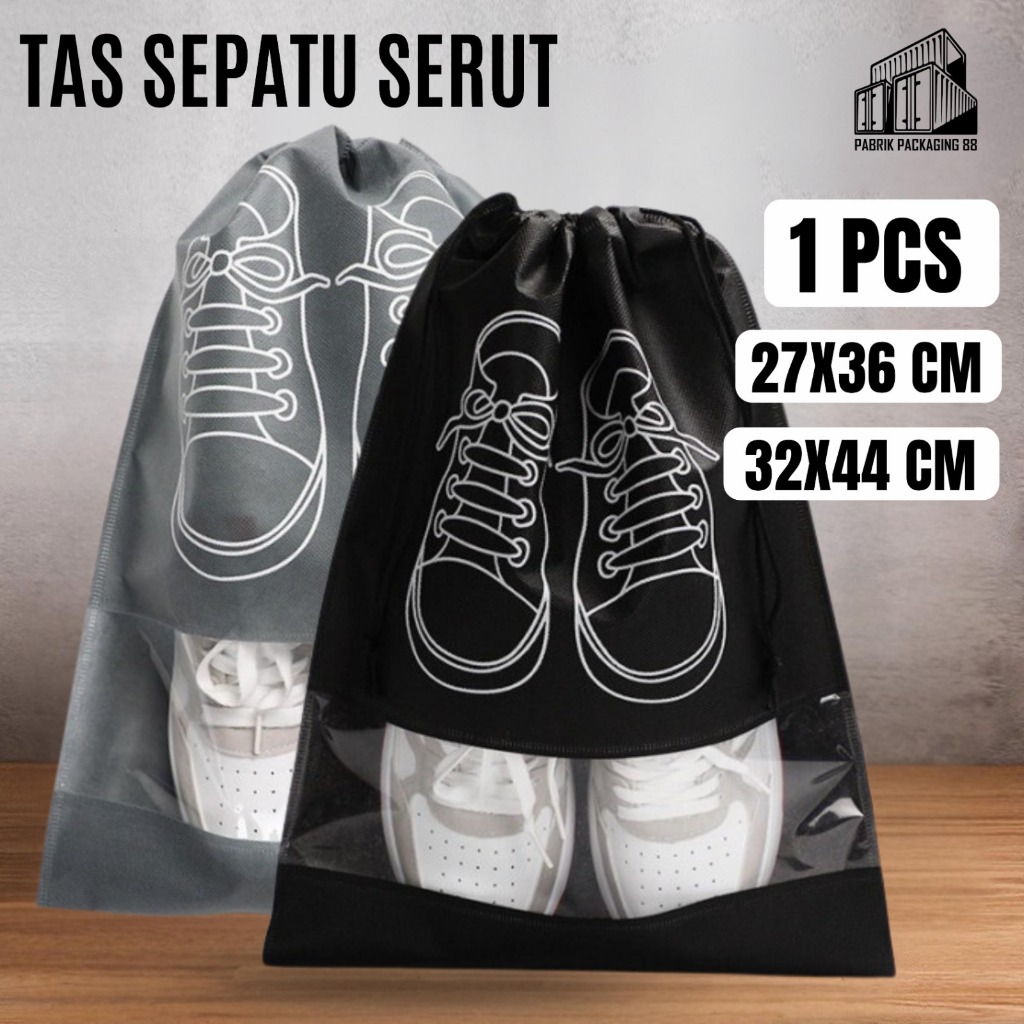 Jual Tas Sepatu Serut Spundbound Travel Shoes Bag Pouch Kantong Sepatu Sendal Warna Drawstring ...