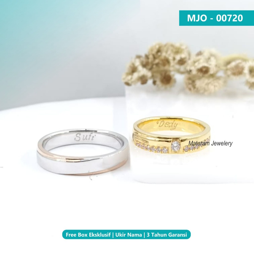 Jual Cincin Kawin Couple Emas Kuning 12K & Palladium 10% MT201 - Bebas ...
