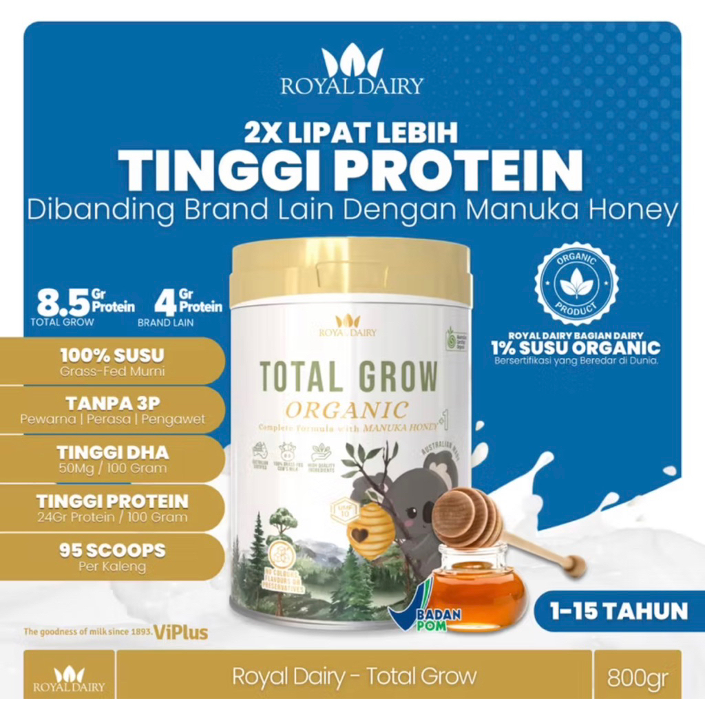 Jual Royal Dairy Total Grow Organic 800 Gram - USIA 1-15 TH - Susu ...