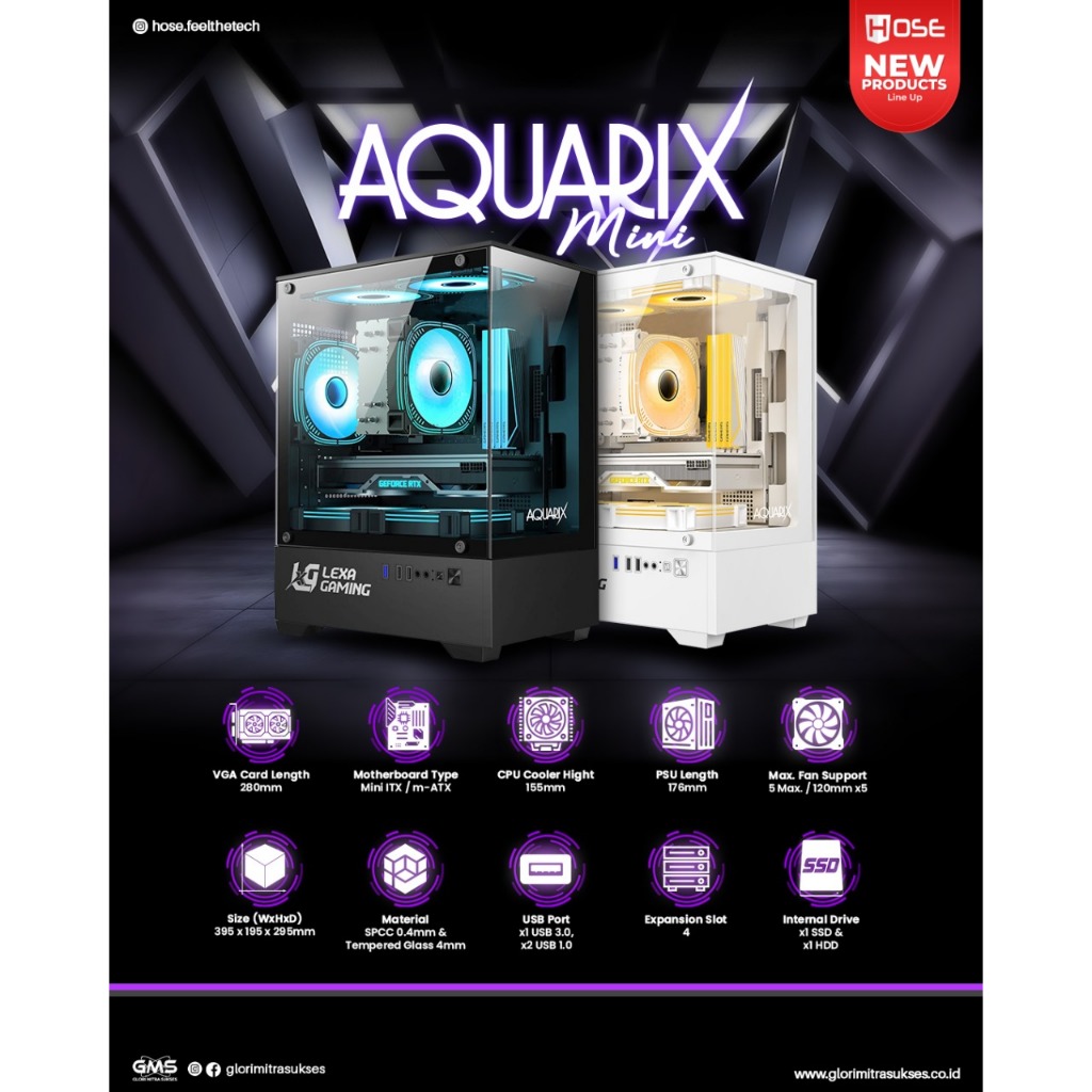 Jual (Garansi Resmi) Casing PC Komputer Hose Lexa Gaming Aquarix Mini M ...