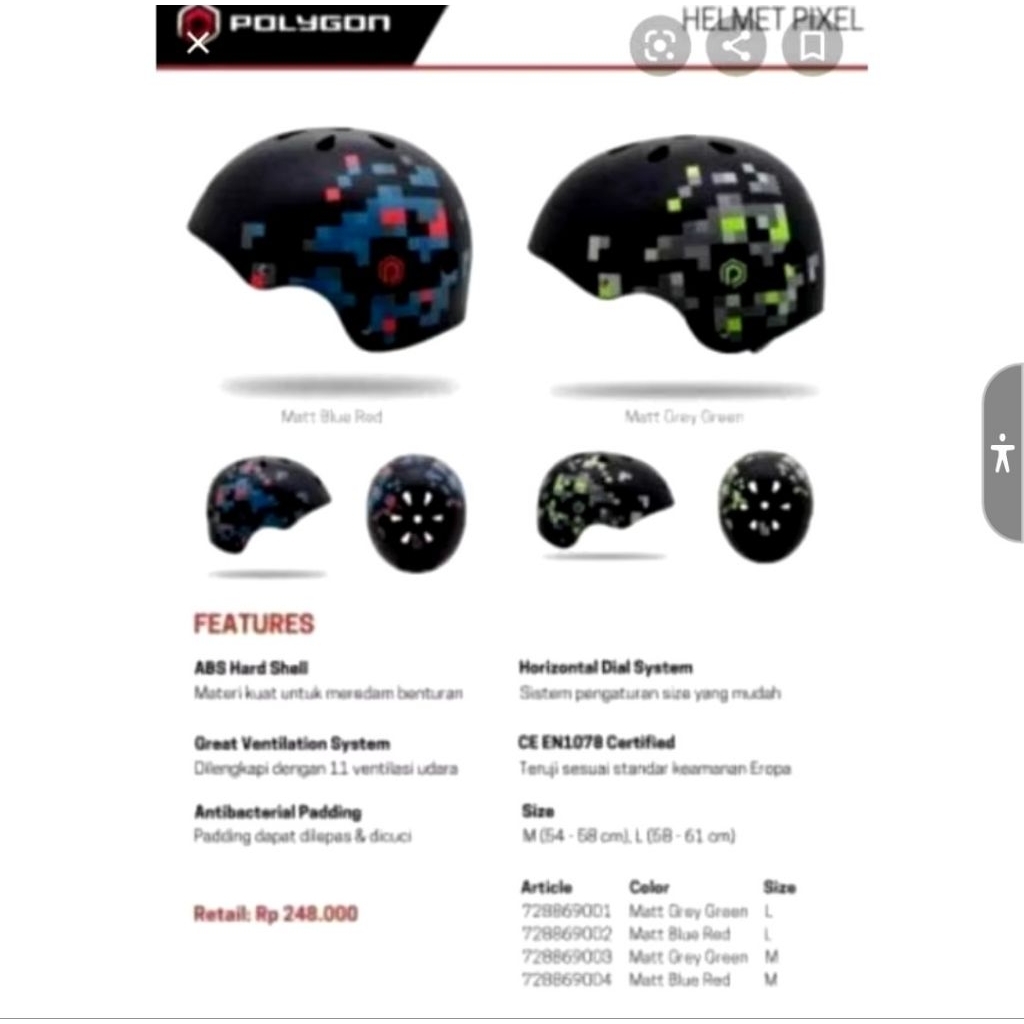 Jual Helm batok bmx Polygon Pixel uk L : 58-61cm Grey green blue red ...