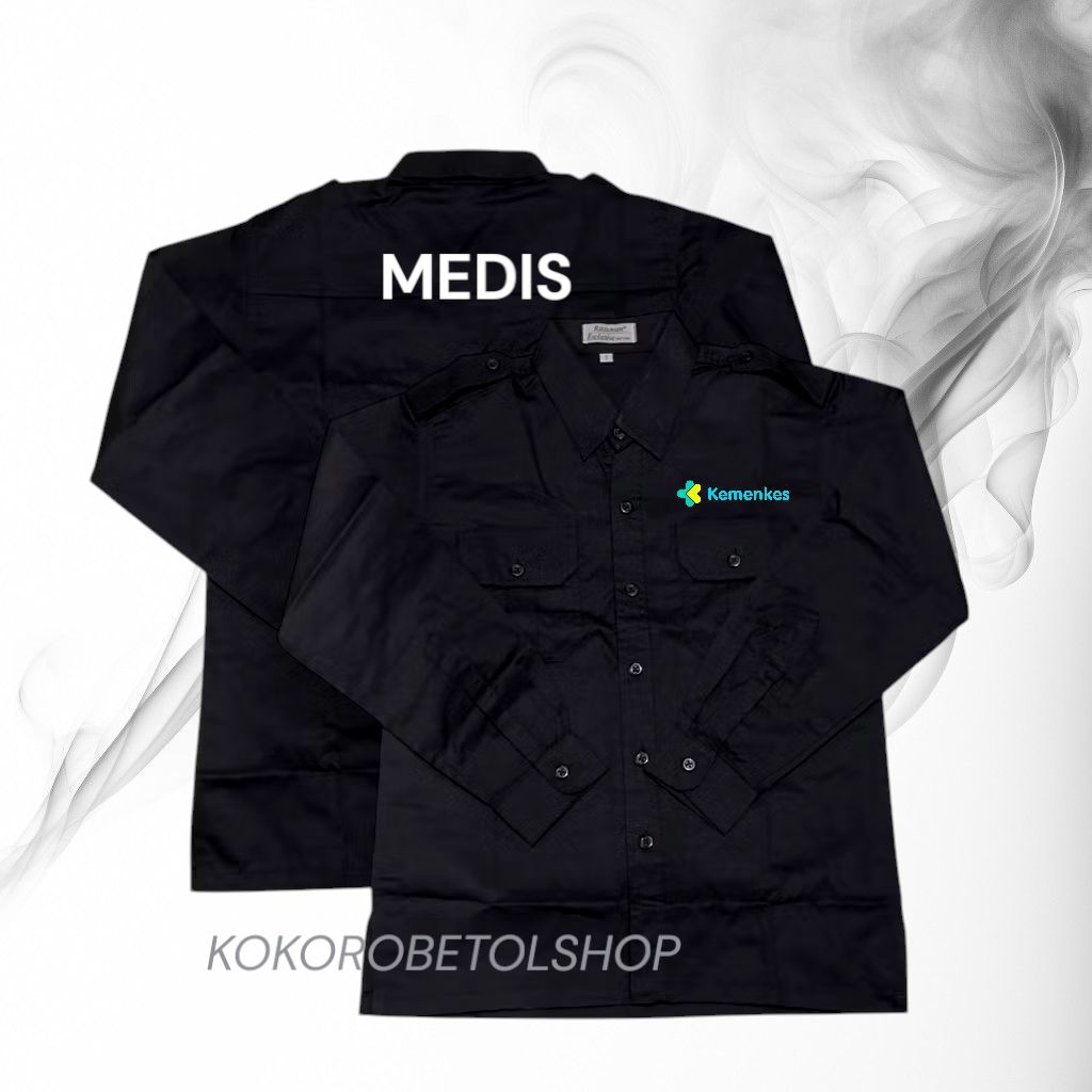 Jual KEMEJA MEDIS KEMENKES COSTUM BORDIR KEMEJA PDH PANJANG KANTONG DUA ...