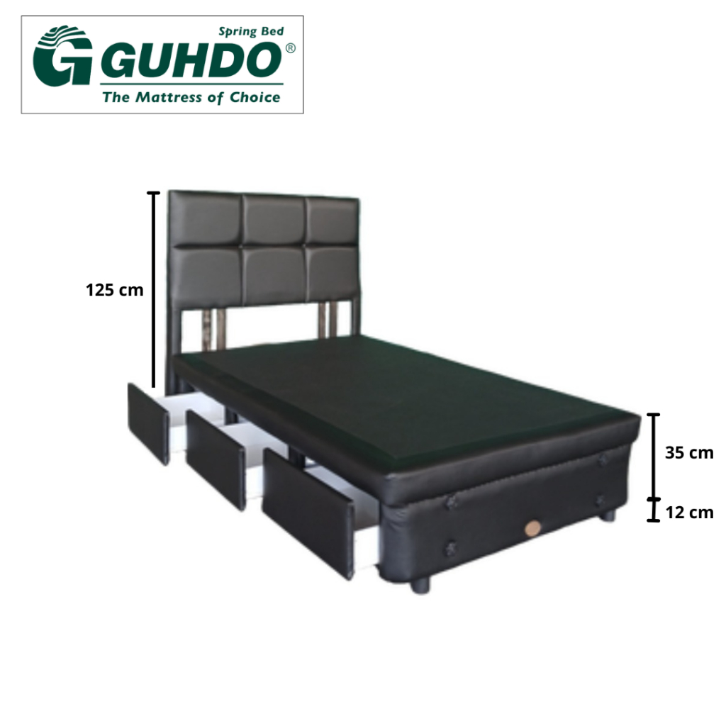 Jual SPRINGBED GUHDO Standard Plush Top Divan Laci 3 Sandaran Caserta [Full Set] | Shopee Indonesia