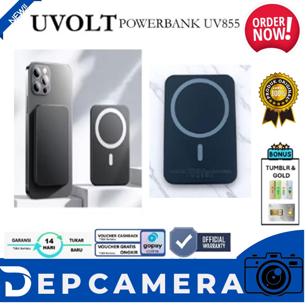 Jual Uvolt Power Bank 10000mAh Wireless Magnetic MagSafe PD Type C 20W - UV855 - Black | Shopee ...
