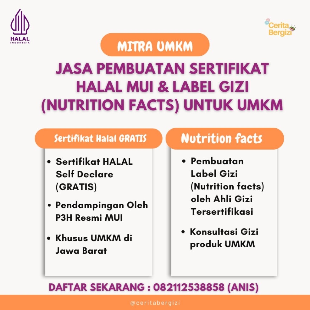 Jual Jasa Pembuatan Label Nutrition Facts dan Konsultasi gizi produk ...