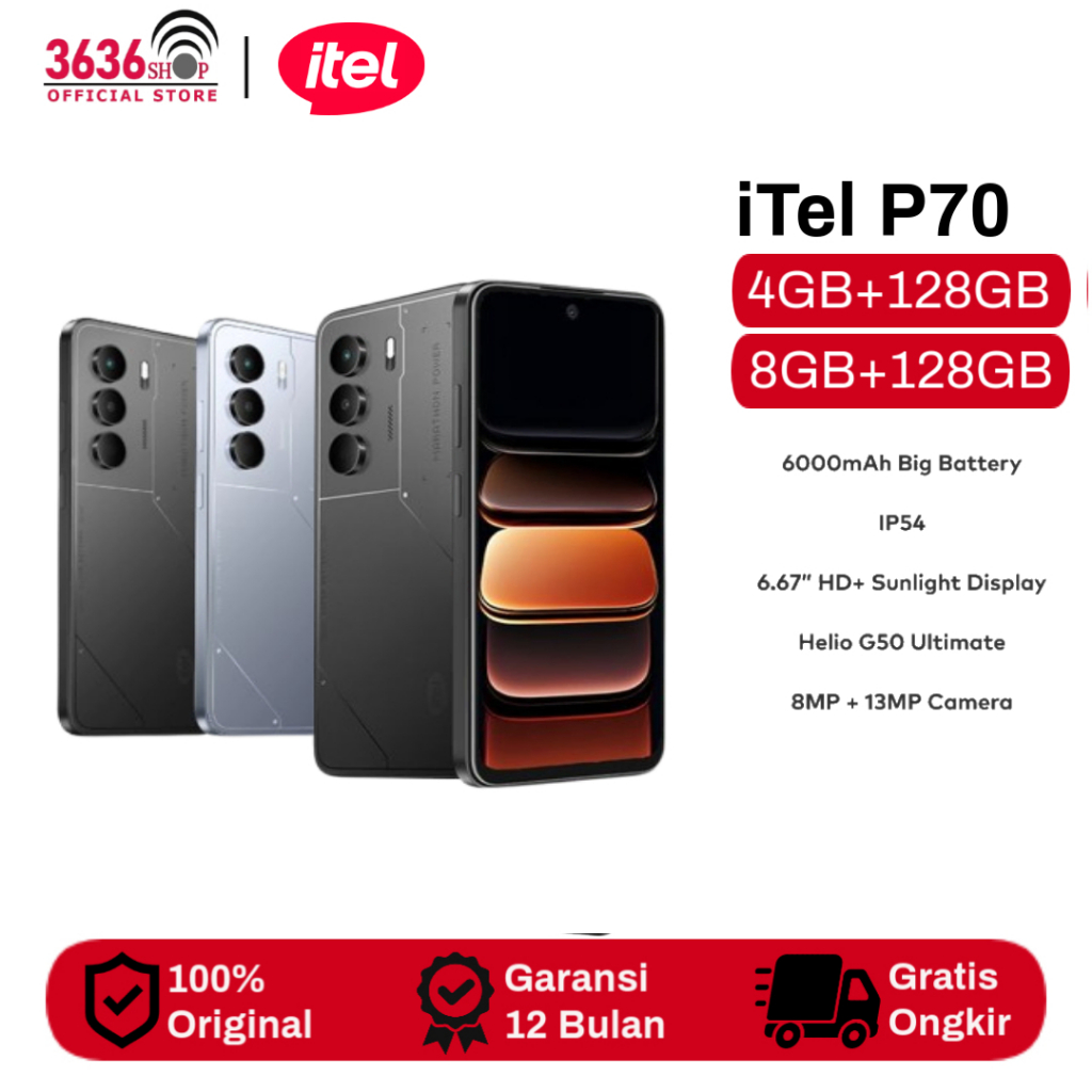 Jual iTel P70 [4GB+128GB] [8GB+128GB] - Helio G50 Ultimate - Battery 6000 mAh - Garansi Resmi 1 ...