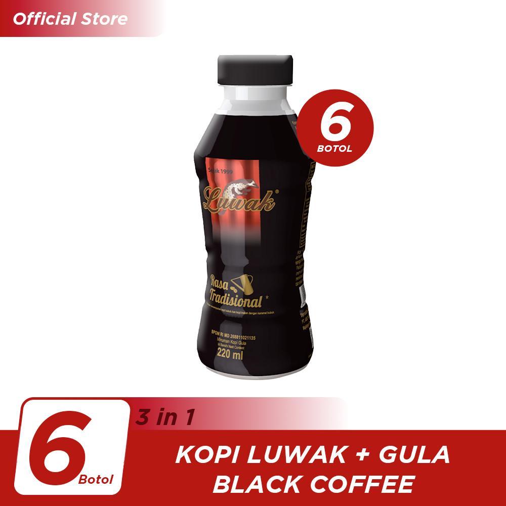 Jual Kopi Luwak Plus Gula Black Coffee Botol 220ml - 6 Pcs | Shopee ...
