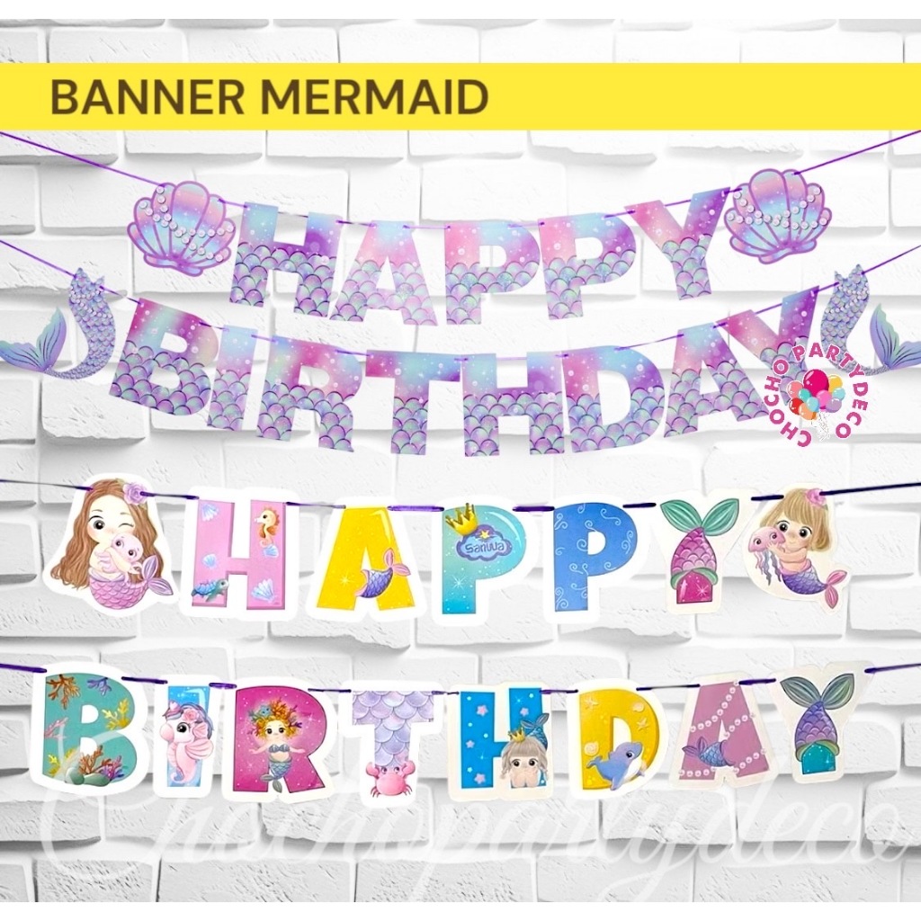 Jual Bunting Flag MERMAID ARIEL / Banner ARIEL MERMAID PUTRI DUYUNG ...
