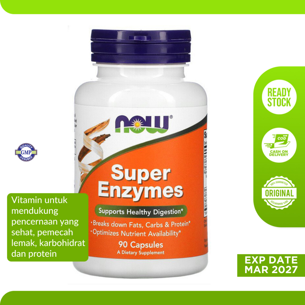 Jual Vitamin Suplemen Super Enzymes Now 90 Kapsul - Enzim Pencernaan ...