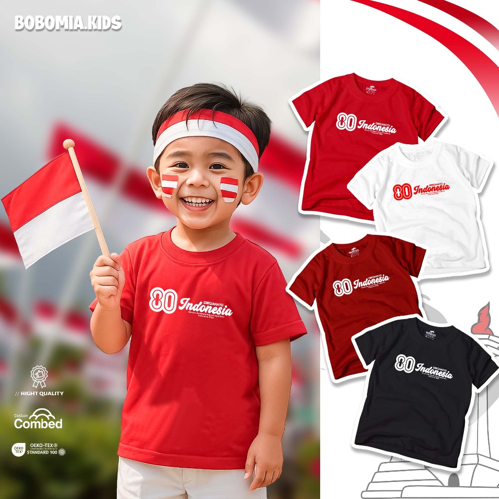 Jual Bobomia Kaos Anak HUT RI Ke 80 Dirgahayu Indonesia | Baju Distro 17 Agustus 2025 Anak Bayi ...