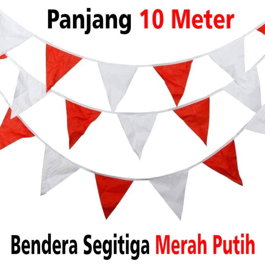 Jual 10 Meter bendera segitiga merah putih/ banting flag/ Bunting flag ...