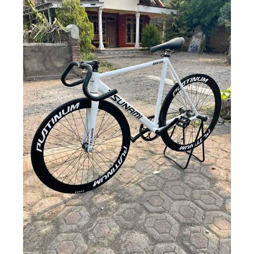 Jual Tsunami fixie custom warna putih stiker velg platinum | Shopee ...