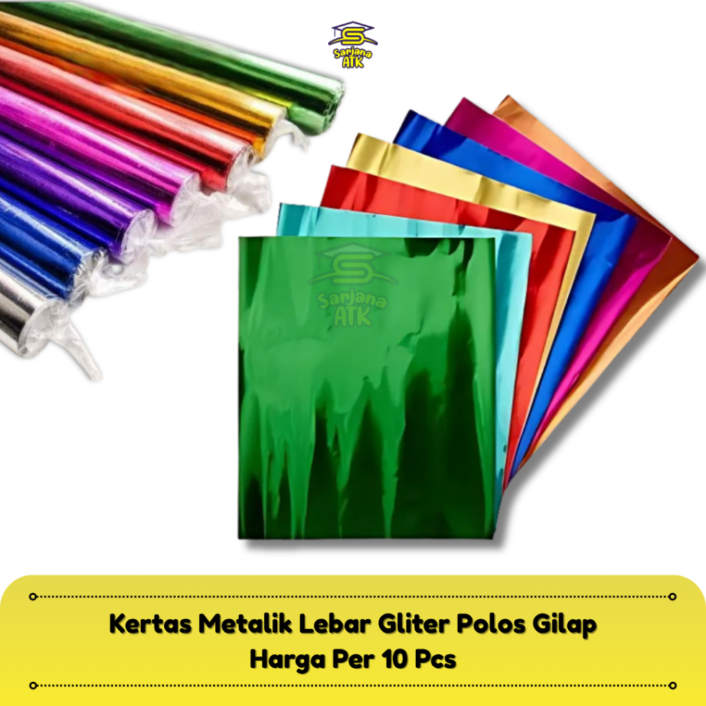 Jual (10 pcs) Kertas Metalik Kertas Gliter Kertas Kado Polos Gilap ...
