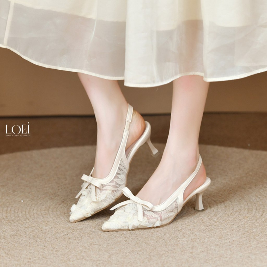 Jual LOEI Seonha Heels Wanita Model Pita Bunga 3D – Slingback Cantik ...