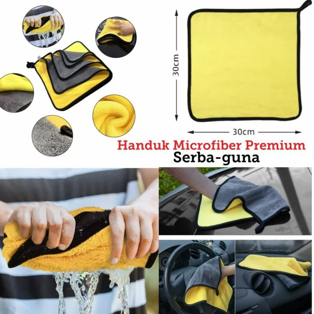 Jual Kain Lap Microfiber 2 sisi Kuning Abu 30x30cm Kain Lap Body Motor ...