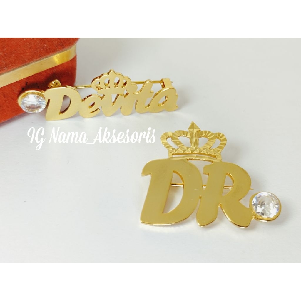 Jual bros pin custom nama lapis emas (bisa custom logo apapun) | Shopee ...