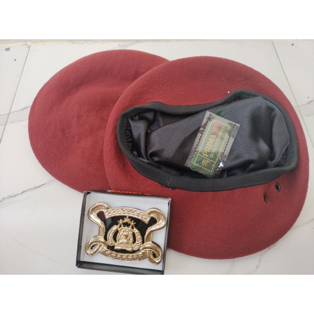 Jual Baret Merah Reskrim Polri satu set dengan emblem kualitas premium ...