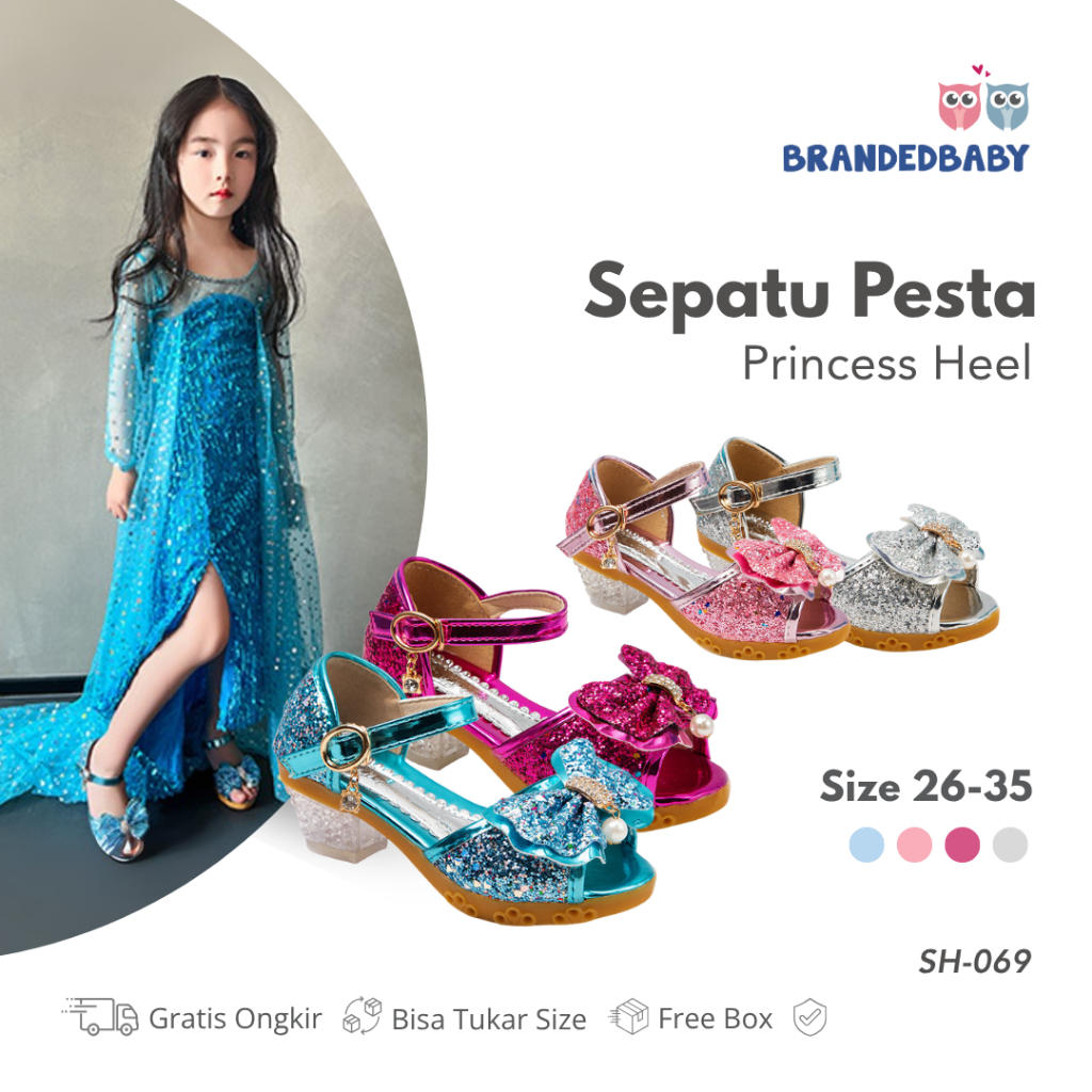 Jual [Brandedbaby] 26-35 Sepatu Pesta Anak Perempuan Princess Heel ...