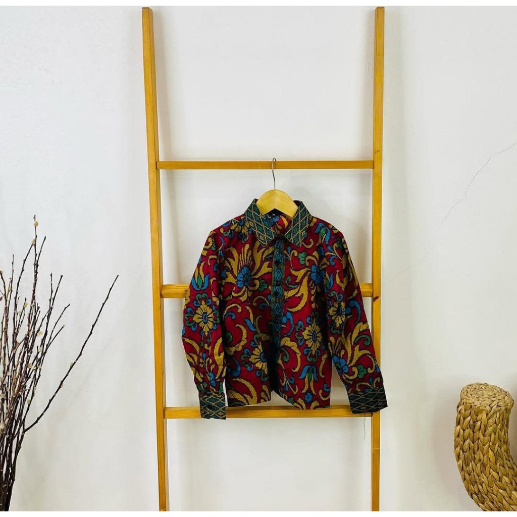 Jual Benang Raja Kemeja Anak Katun Songket Bunga | Shopee Indonesia