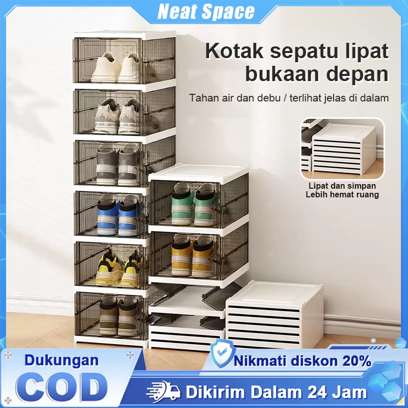 Jual 【Neat Space】Kotak Sepatu Lipat Multifungsi / Rak Sepatu Susun ...