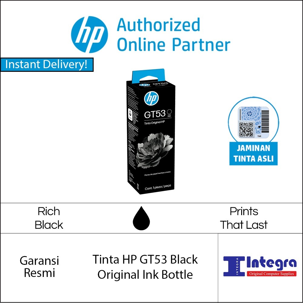 Jual Tinta HP GT 53 | GT53 Black 90ml Original Ink Bottle for Printer ...