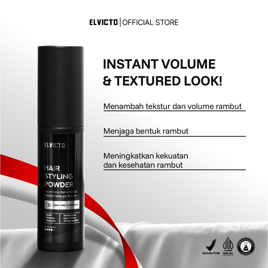 Jual ELVICTO HAIR STYLING POWDER 10gr| hair powder | hair powder pria ...