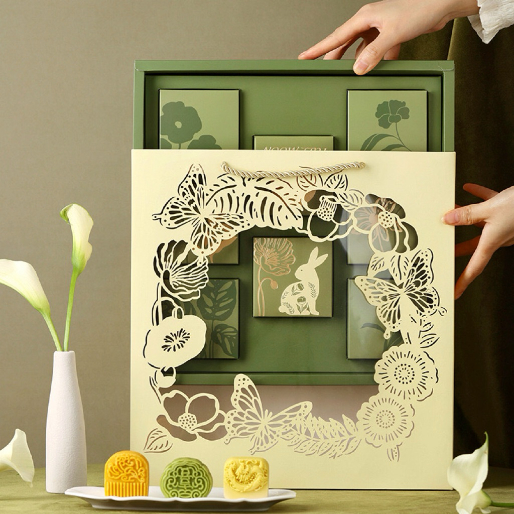 Jual Box Mooncake Premium Green Set Paper Bag 8 Mooncake | Shopee Indonesia