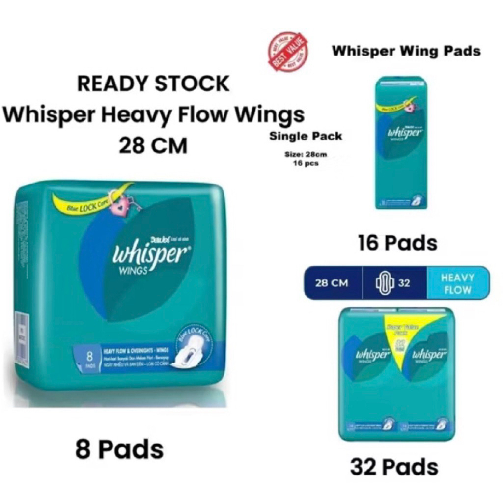 Jual WHISPER HEAVY AND OVERNIGHT FLOW WINGS 28 CM (ISI 8/16/32 PADS ...