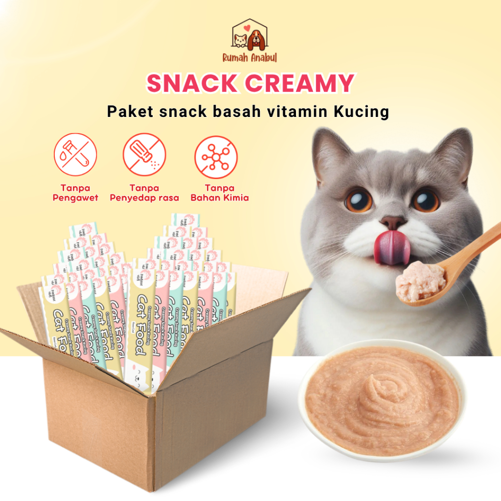 Jual PAKET Snack Creamy Kucing Isi 50 PCS - Cat Food - Paket Cemilan ...