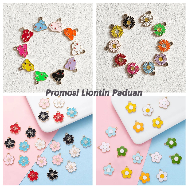 Jual (1pcs) Charm Enamel Epoxy Konektor TULIP DAISY bunga flower ...