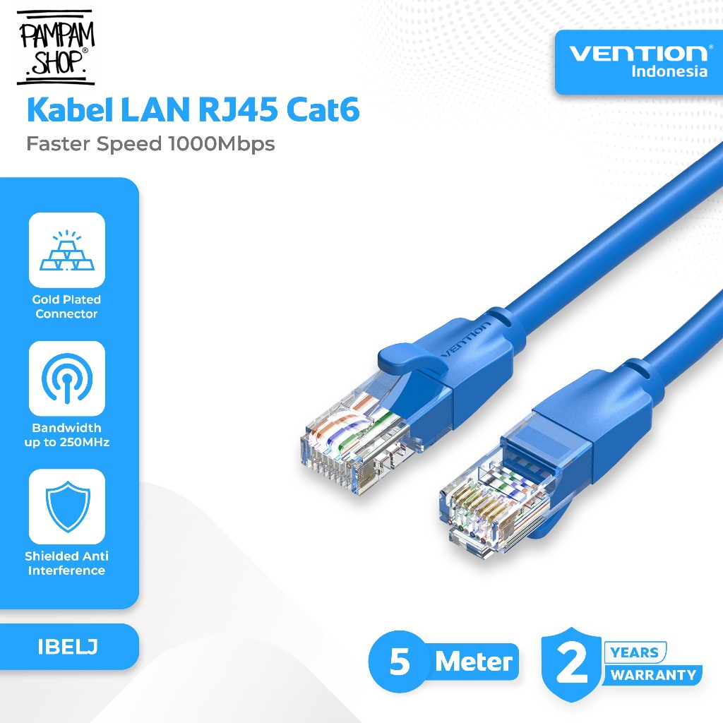 Jual VENTION IBELJ Kabel LAN RJ45 CAT6 UTP Gigabit Ethernet 5M 5 Meter ...