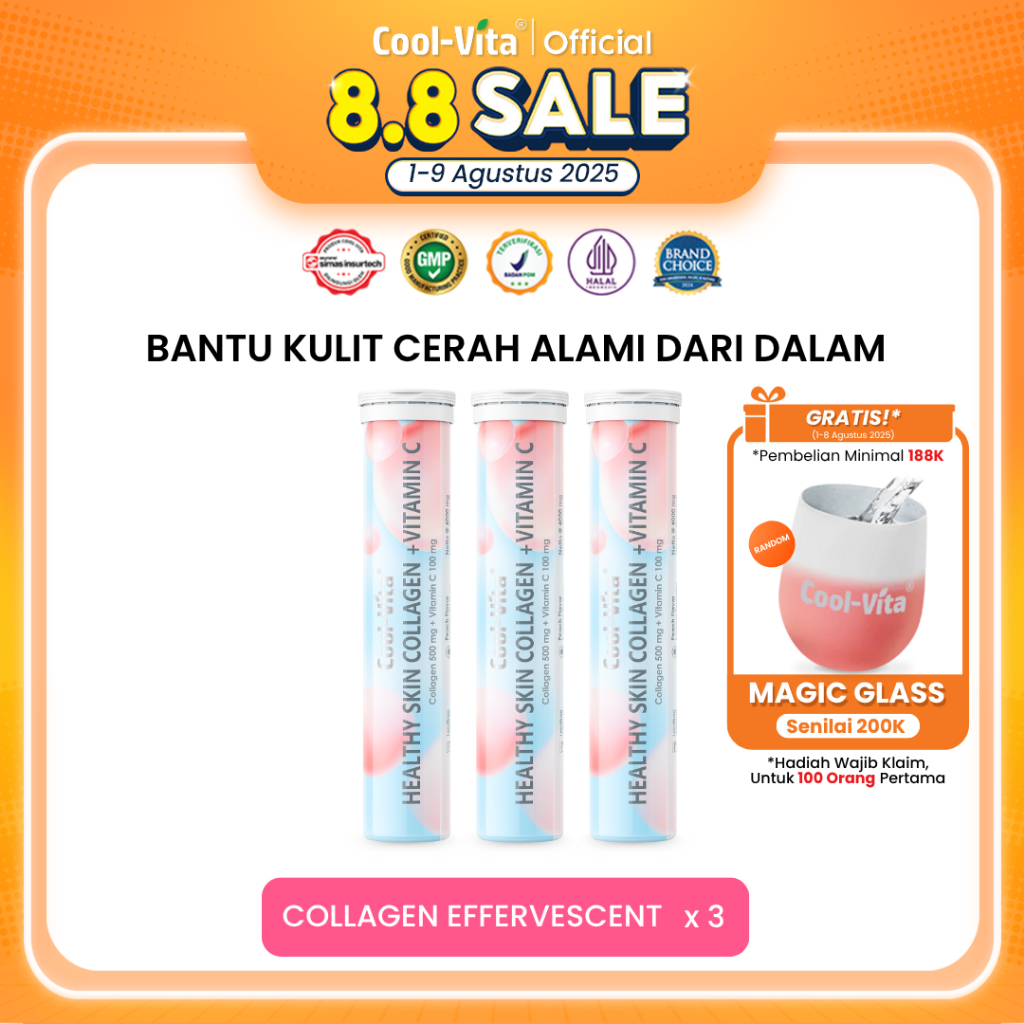 Jual Coolvita Collagen Effervescent 3 Tube isi 60 - Suplemen Kolagen Drink + Vitamin C Original ...