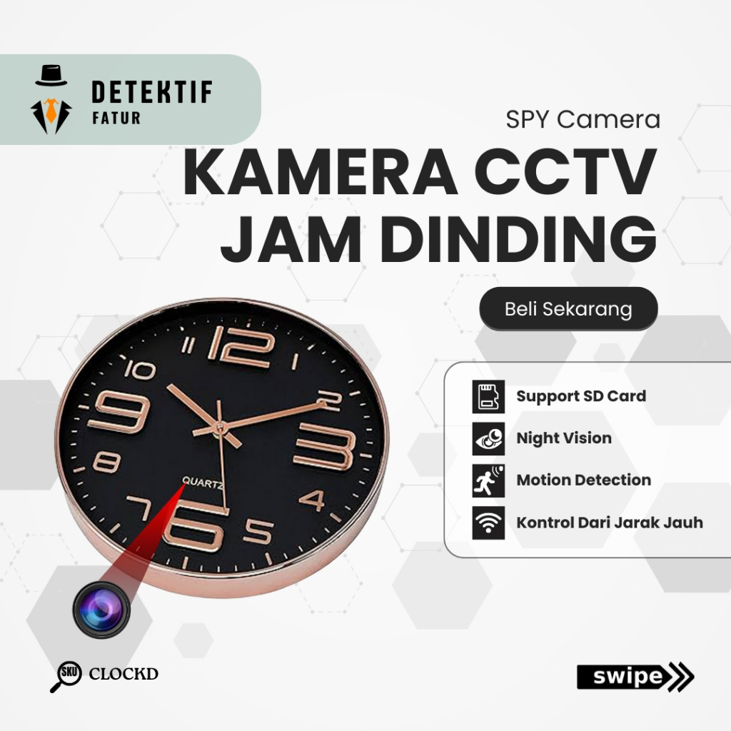 Jual IP Smart Wall Clock Camera HD 1080P Kamera Jam Dinding WiFi ...