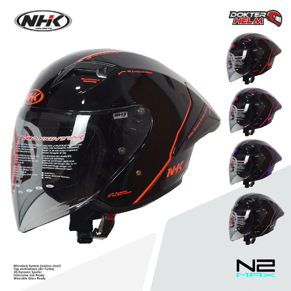 Jual Helm NHK N2 MAX Motif Project Single Visor RHD LENS - Helm half ...
