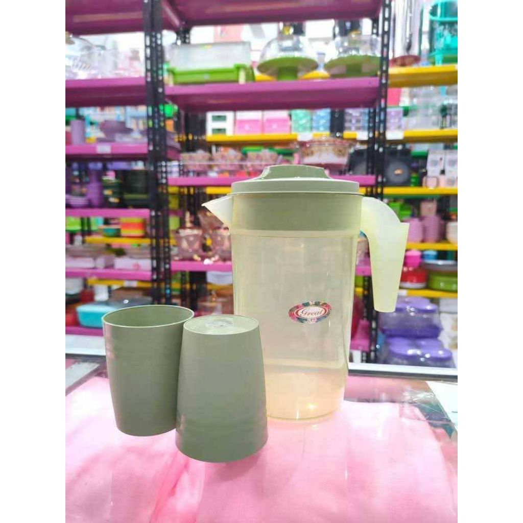 Jual GREAT - 3 IN 1 ESKAN PLASTIK REI TEKO 1 LITER + 2 GELAS TEKO ESKAN ...