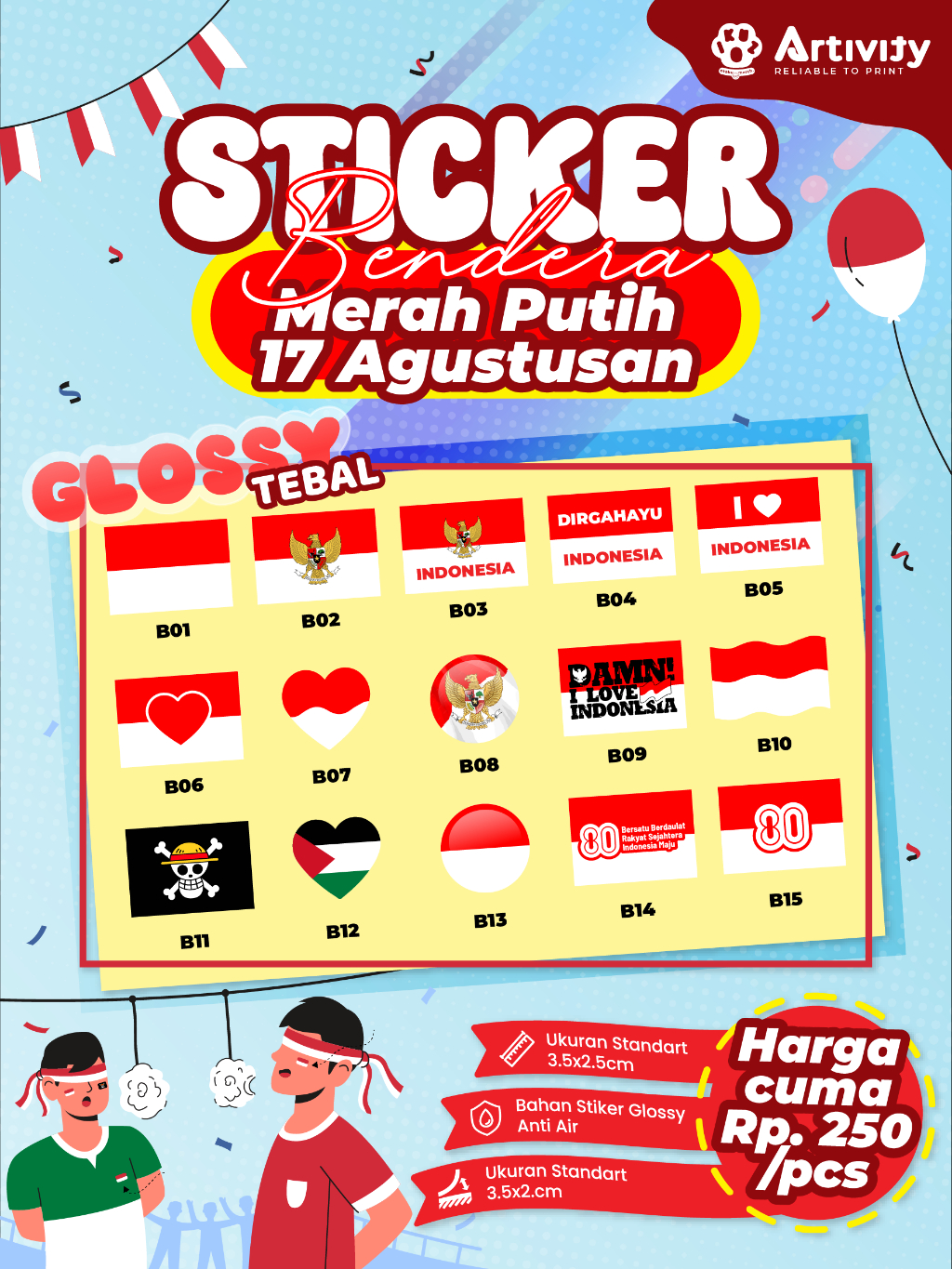 Jual STIKER BENDERA MERAH PUTIH HUT RI 79 STIKER PIPI isi 1pcs minimal ...