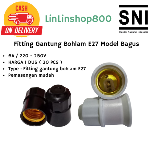 Jual HARGA 1 DUS ( 20 PCS ) Fitting Lampu E27 HITAM PUTIH BOHLAM Fitting lampu gantung bagus ...