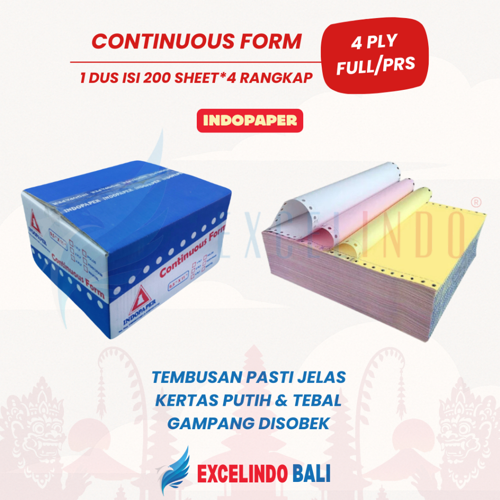 Jual Continuous Form 4 ply NCR Ekonomis UKURAN FULL/PERFORASI merk ...
