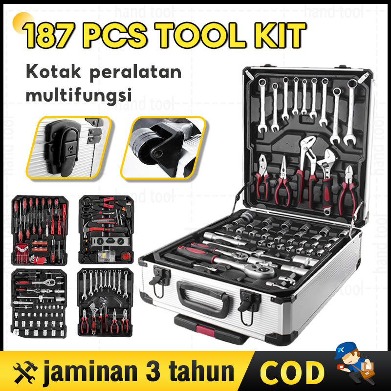 Jual Tool Kit 187 PCS 1/2 1/4 Inci Kunci Set Socket Wrench Pas Sok Set Car Repair Tool Kunci ...