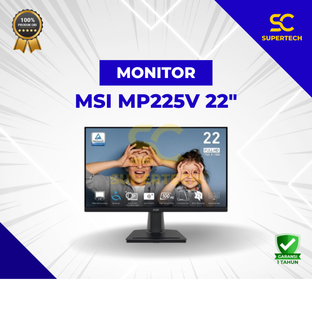 Jual MSI PRO MP225V (22"/FHD/VA/100hz/1ms/Frameless/HDMI/VGA) | Shopee Indonesia