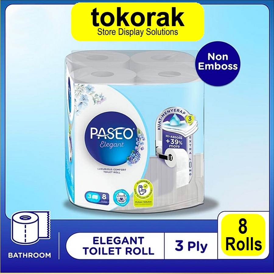 Jual TISSUE PASEO ELEGANT TOILET 8 ROLL TISSU WC ROL TISU BATHROOM ROL ...