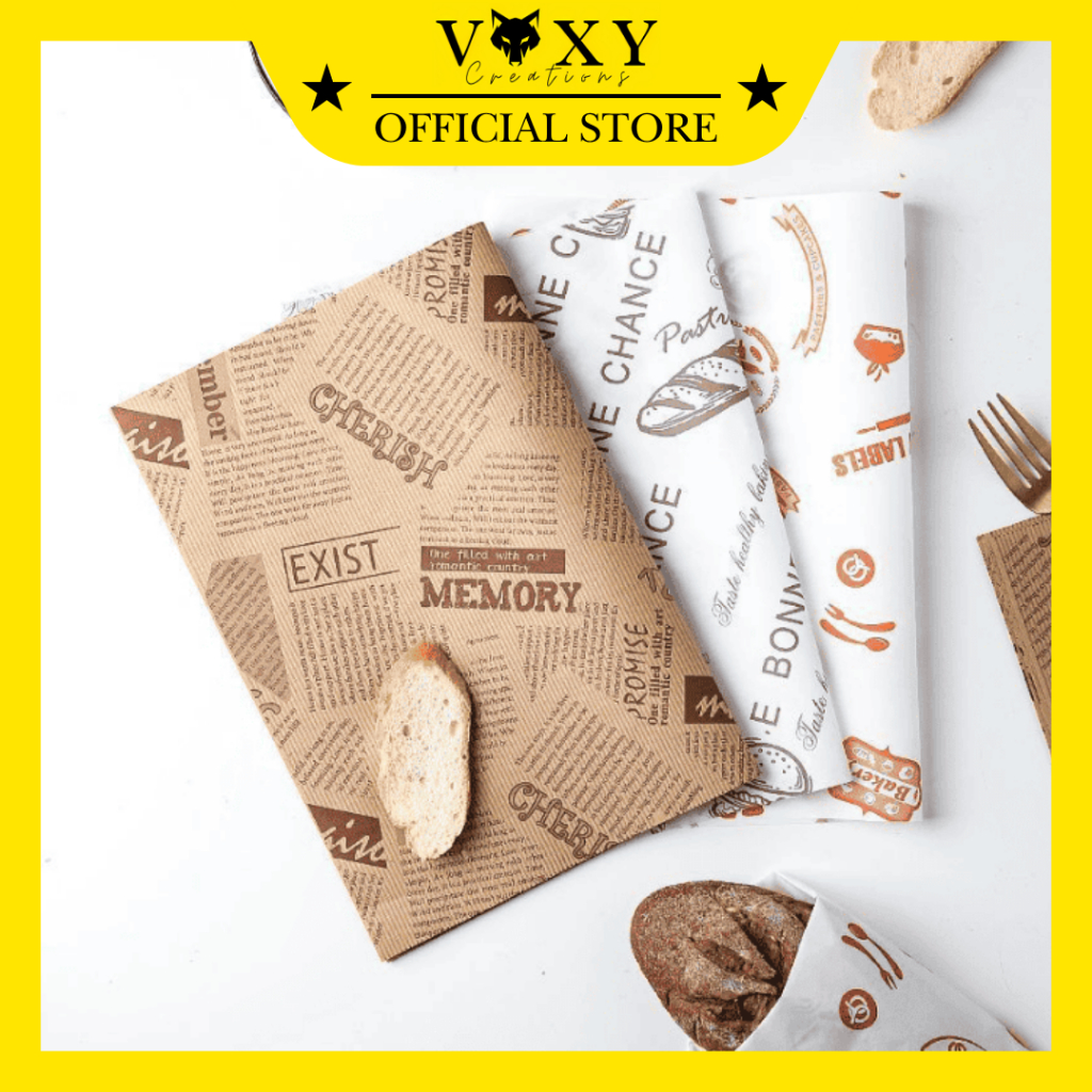 Jual 100 Lembar Wrapping Paper Makanan / Kertas Sandwich Roti Alas Kue ...